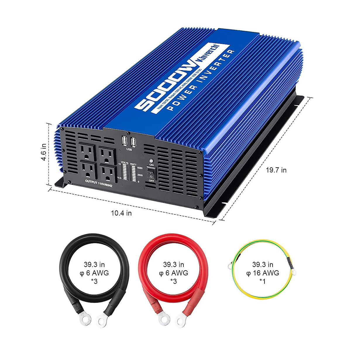 kinverch 5000W Power Inverter 12V to 110V Car Inverter with 4AC Outlets 2USB Ports for Camping/Truck/RV/Home