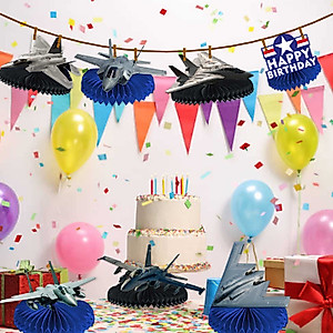 Aircraft Happy Birthday Honeycomb Centerpieces Airplane Aviation Fighter Theme Decor for Boys Men 1st Birthday Party Baby Shower Fighter Jet Party Supplies Favors Decorations Photo Booth Props Gift