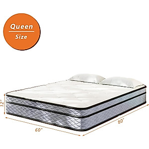 12 Inch Queen size Mattresses , New Memory Foam Hybrid Queen Mattress in a Box, Individual Pocket Spring Breathable Comfortable for Sleep Supportive and Pressure Relief, Medium Firm Mattresses (Queen)