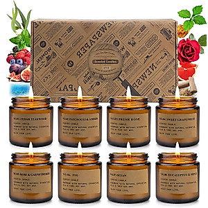 8 Pack Candles for Home Scented, Aromatherapy Jar Candle Gifts for Women, Natural Soy Wax Amber Candles Set, Scented Candles Set for Birthday Valentine Mother's Christmas Day Present