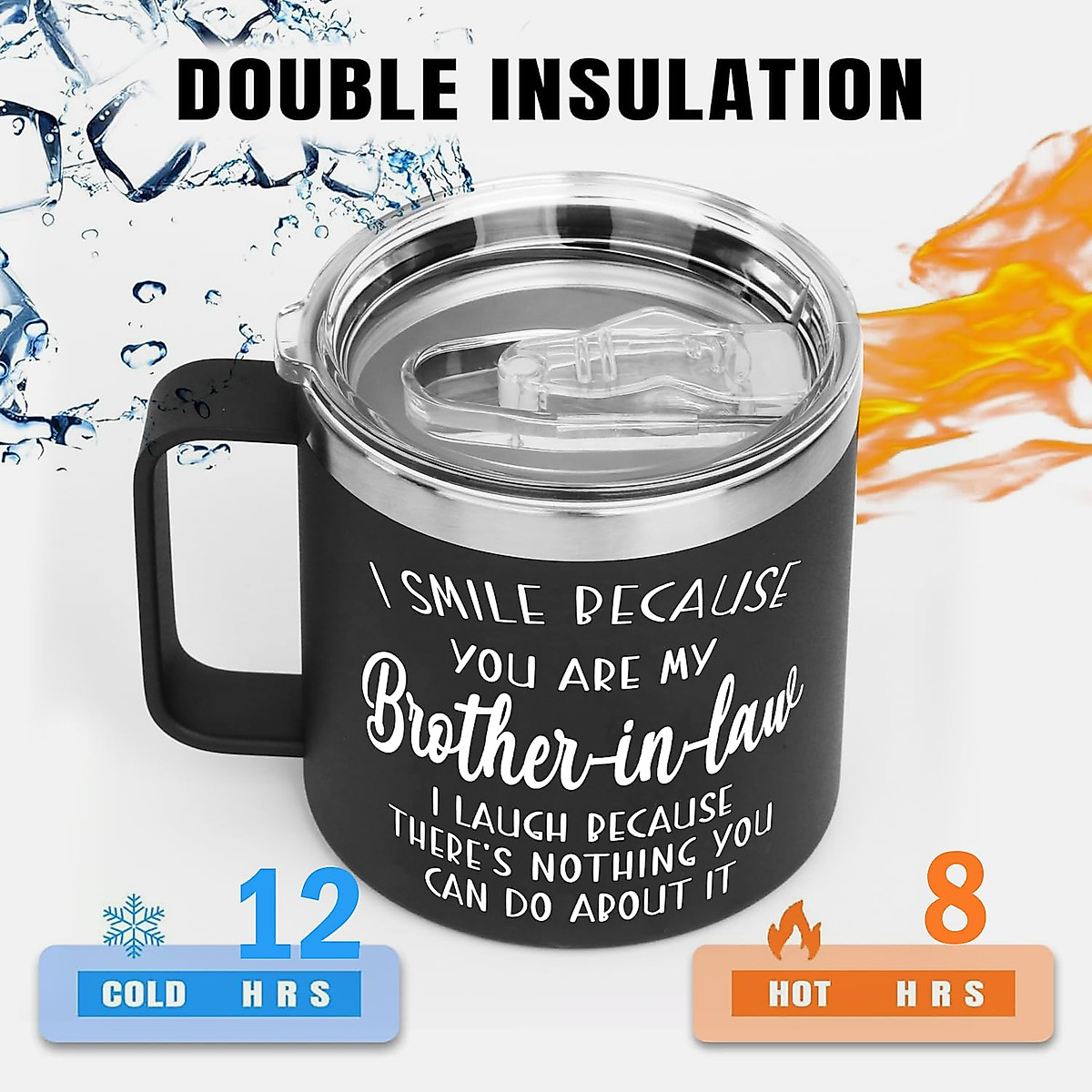 FROOBLEQUIRK I Smile Because You Are My Brother In Law Tumbler, 14 Oz Stainless Steel Traveling Cup – Funny Gift For Brother-In-Law From Sister-In-Law For Christmas or Birthday