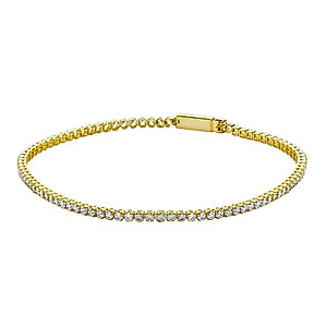 14K Solid Yellow Gold Tennis Bracelet for Women, Dainty, and Sparkly Tennis Bracelet, Gift for Her, Gift for Wife Mom Girlfriend Daughter Fiancée, or Grandmother, Christmas Gift