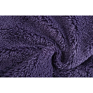 Girl's Jacket Kids Full Zip Ultra Soft Sherpa Fleece Hoodie Sweatshirt Dark Purple 16-18Years