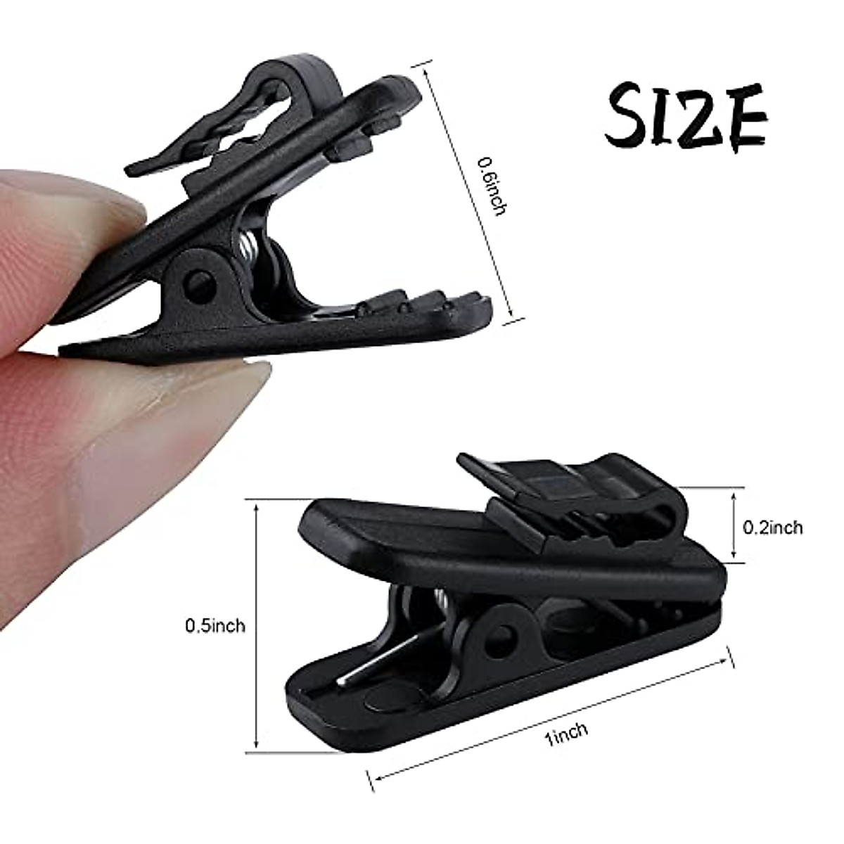 MUZHI Headphone Clip,Small Cable Clothing Clips,Earbud Clip to Keep Earphone/Microphone Cord in Place for 1.5mm Wire Diameter Round Wire Earphone 1 Inch Length,20Pcs (Black)