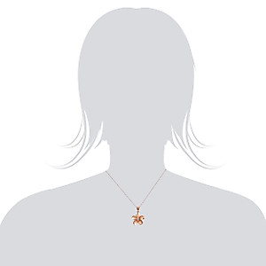 Honolulu Jewelry Company 14K Rose Gold Plated Sterling Silver CZ Plumeria Flower Nature Necklace Pendant with 18" Box Chain