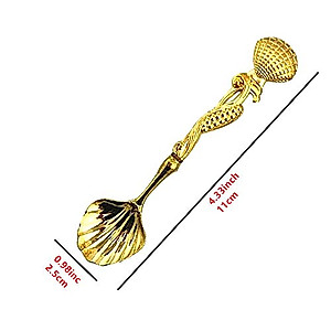 Falytemow Mini Spoons Gold Vintage Demitasse Scoop for Seasoning Coffee Tea Dessert Drink Mixing Milkshake Spoon Tableware Set of 5