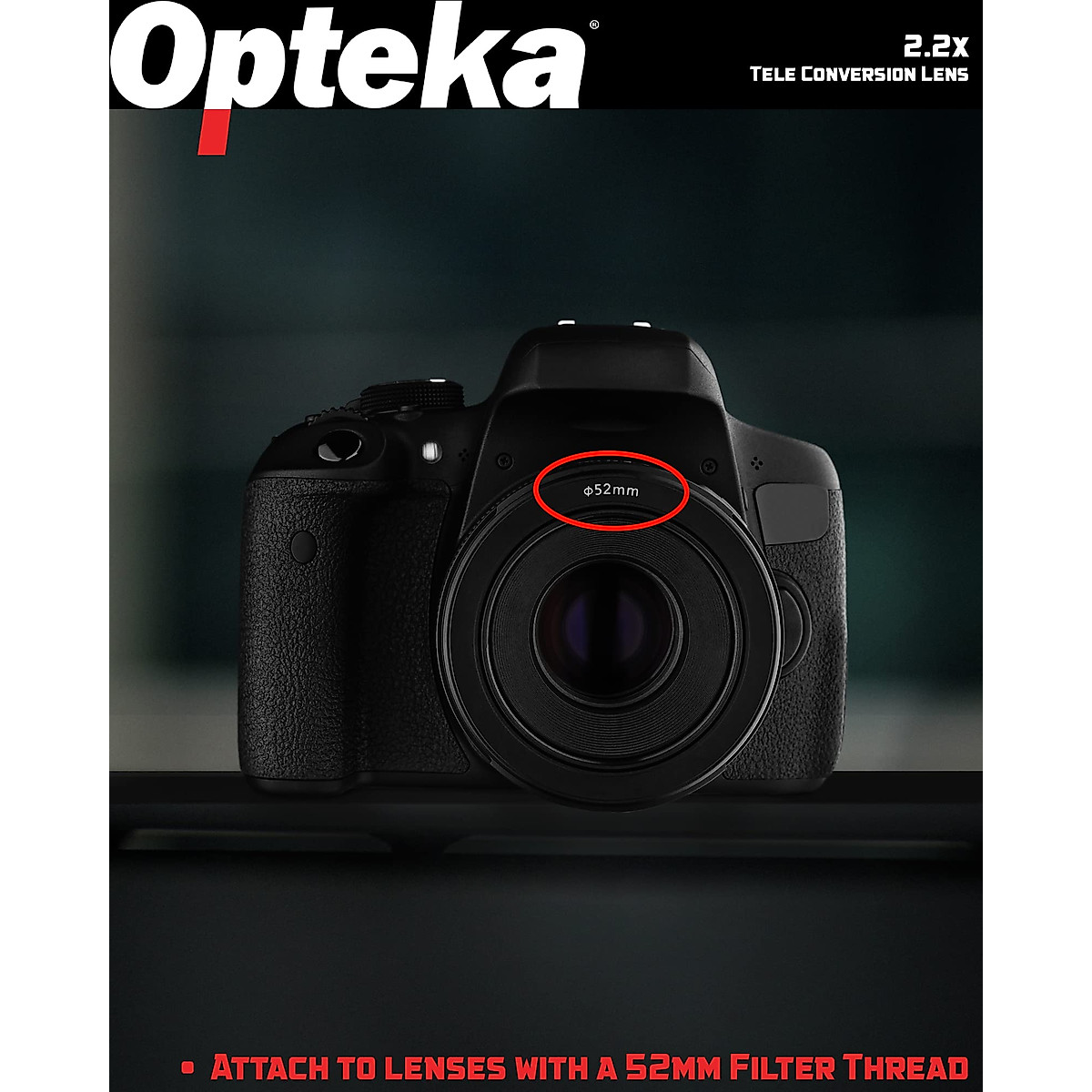 Opteka 52mm 2.2X High Definition AF Telephoto Lens for Canon, Fuji, Nikon, Panasonic and Sigma Threaded Lenses
