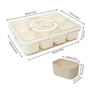 Avaton Snackle Box Container, Divided Serving Tray With Lid, Snack Box Container for Veggie, Fruits, Candy, Nuts, Snacks - Perfect For Picnic, Party