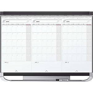 Quartet Prestige Total Erase Three-Month Calendar, 36x 24, Graphite Frame Color