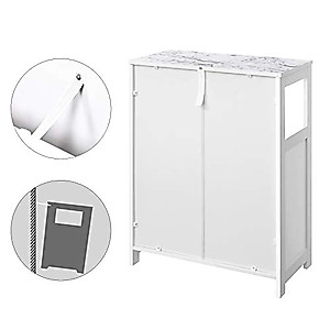 VASAGLE Bathroom Storage Cabinet, Floor Cabinet Cupboard, with Large Storage Capacity, Printed Marble-Like Pattern, Open Shelf, and Adjustable Closed Shelf, 23.6 x 11.8 x 31.5 Inches, White UBBC68WT