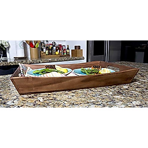 Lipper International Acacia Curved Serving Tray, 19.88" x 14" x 2.5"