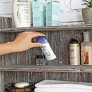 MyGift Torched Wood Wall Mounted 3 Tier Bathroom Shelf Storage Display Rack with 23-Inch Towel Bar
