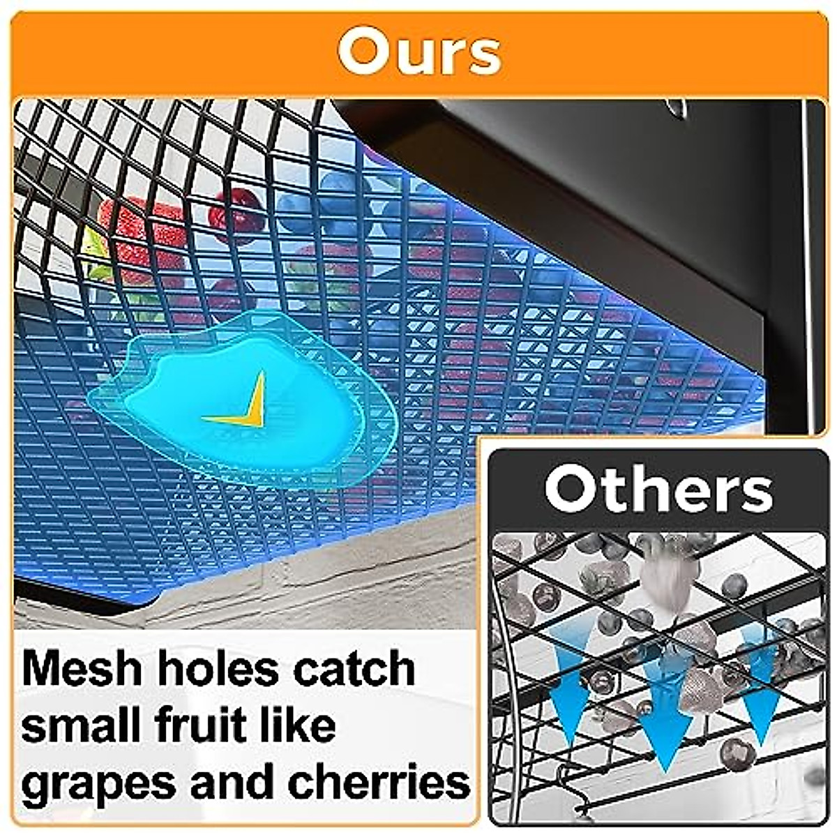 Fruit Basket Bowls For Kitchen Counter - Metal Fruit Stand with Handle - Kitchen Vegetables Bread Snacks Storage Organization, 2 Tier Black