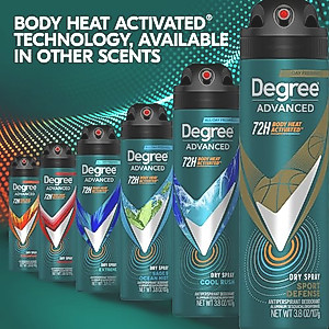 Degree Men Antiperspirant Deodorant Dry Spray Sport Defense 72-Hour Sweat and Odor Protection Deodorant For Men With Body Heat Activated Technology 3.8 oz