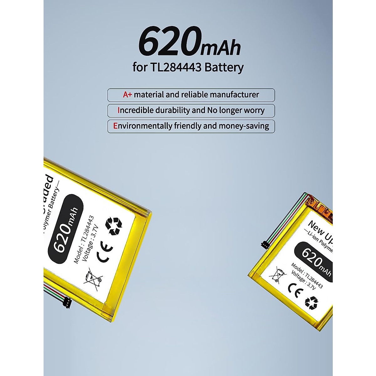 Soseieiu TL284443 Battery,(𝟮𝟬𝟮𝟰 𝗡𝗘𝗪 𝗨𝗽𝗴𝗿𝗮𝗱𝗲𝗱) 620mAh High Capacity Compatible with Nest Learning Thermostat 2nd 3rd Generation T3008US T4000ES T3007ES A0013 3.7V Battery