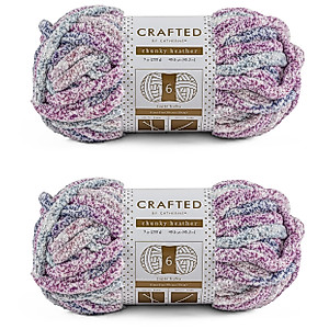 Crafted By Catherine Chunky Heather Multi Yarn - 2 Pack (49 Yards Each Skein), Purple Multi, Gauge 6 Super Bulky