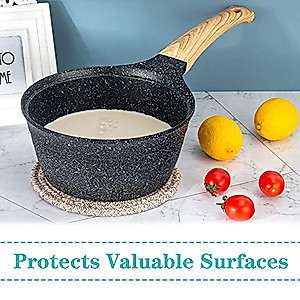 Trivets for Hot Dishes, Trivets for Hot Pots and Pans, Hot Pads for Countertops, Coasters 4 Pcs and Storage Basket 1 Pack, Pot Holders for Kitchen, Cotton Hot Mats Cooking Pad Protect Table (Brown)