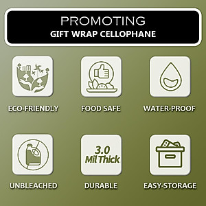 PerkHomy Folded Clear Cellophane Wrap Roll 32" x 50' 3Mil Thick Cellophane For Gift Basket Treats Goodie Wrapping Craft Flower Bouquet Plastic (32" fold into 16")