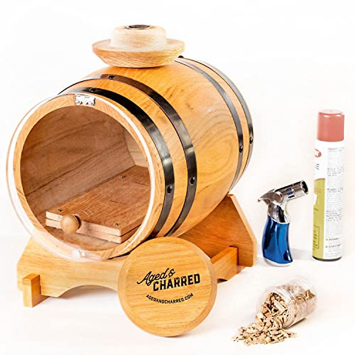 Save 10% on Aged and Charred Smoke Barrel Kit - Cocktail Smoker Kit & Wood Chips for Cocktail Smoker - Variety 4-Pack Bundle