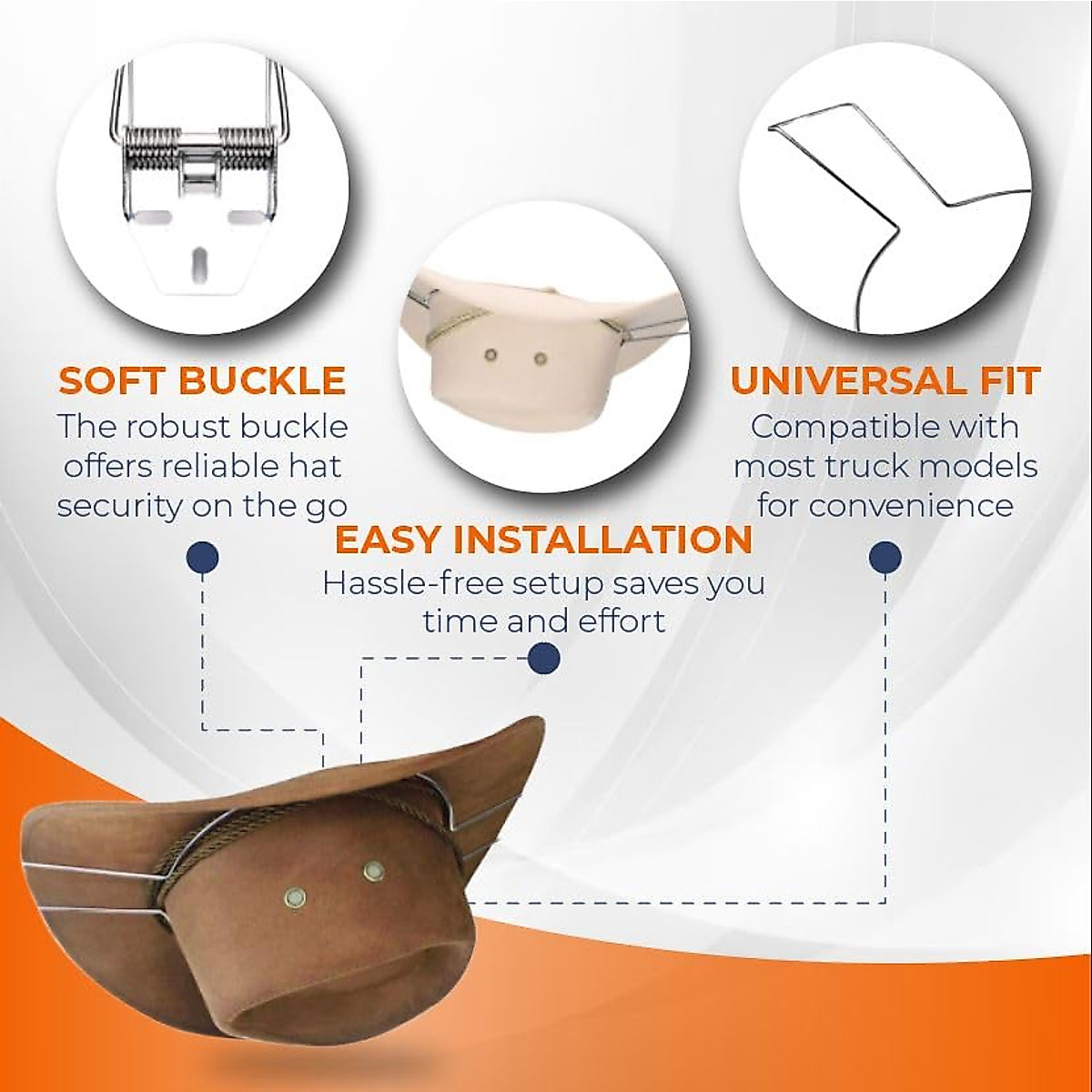 Cowboy Hat Holder for Truck - Hat Holder Rack Pickup Truck for Car, Closet, Cabinets -Cowboy Hat Hanger Keeps Original Shape of Hat, Cowboy Hat Rack Wall Mount, Adjustable to Install (18 inches)