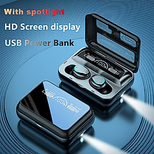 Fenpos Bluetooth 5.1 Wireless Earbuds Earphones, Low Latency Stereo HiFi Sound Quality & Deep Bass Earphone, True Wireless Earbuds for Android and iPhone (R12 with Light)