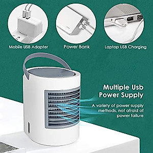 Portable Space Air Conditioner, Evaporative Personal Desk Fan, Quiet Air Cooler Misting Fan, Cordless 3 in 1 USB Air Cooler Desk Fan with Portable Handle for Home Room Office