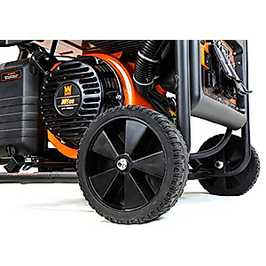 WEN GN625iX 6250-Watt RV and Transfer-Switch-Ready 120V/240V Open Frame Inverter Generator with CO Shutdown Sensor and Wheel Kit, Black/Orange