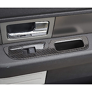 Voodonala for 2009-2014 Ford F150 ABS Carbon Fiber Window Lift Switch Trim Accessories 4pcs