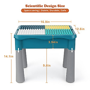Double-Sided Kids Activity Table with Storage, 105pcs Marble Run Building Blocks Table, 5-in-1 Multi Activity Play Sand Water Eating Table for Kids Toddler Boys Girls Ages 1 2 3 Year Old