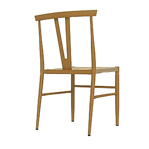 Wycian Patio Dining Chairs, Dining Set Boho 2PCS Solid Wood MDF Rattan Natural Seat Height 17.5" Living Room Bedroom Dining Rooms Garden