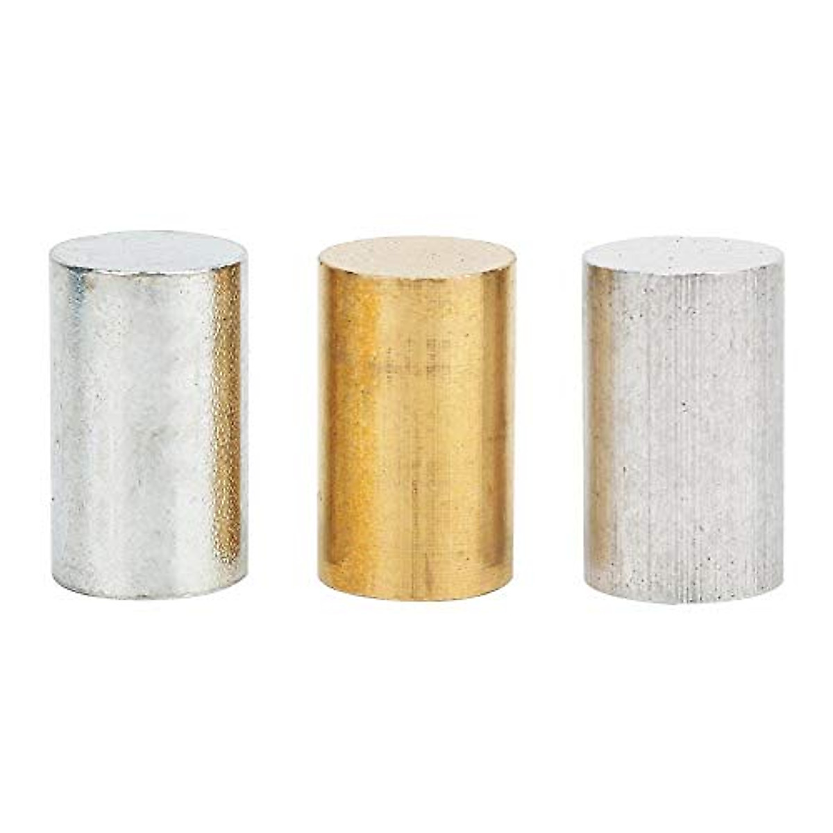 Iron Cubes 3-Piece Equal Length Cylinders, Brass, Iron, Aluminum for Use with Density, Specific Gravity Activities