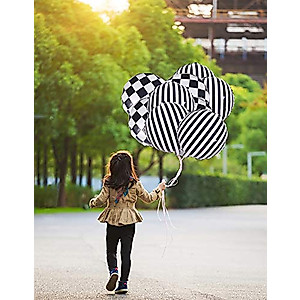 20 Pieces Checkered Racing Car Flag Party Balloons - Racing Car/Dirt Bike/Motocross Themed Party Decorations Supplies Black White Striped and lattice Balloons