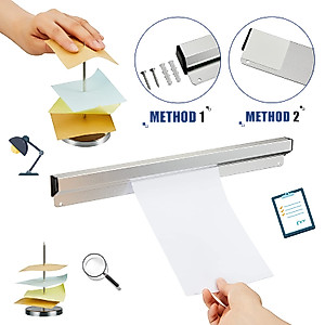 Aluminum Slide Check Rack with 2 Pcs Receipt Holder Spike Desk Receipt Holder Restaurant Ticket Holder Silver ticket Rail Bill Orders Display Rail for Kitchen Office Cafes Bar Note Organizer(16 Inch)