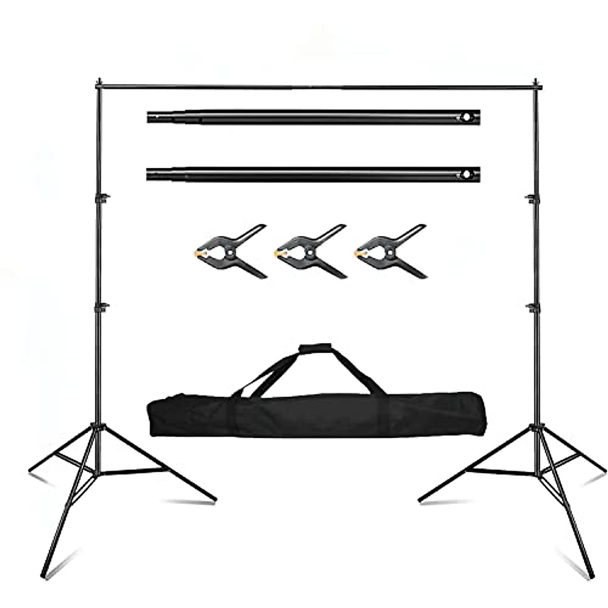 Qoolfoto Backdrop Stand 7x10 ft/2x3m, Adjustable Photography Background Stand for Party Decoration，Photo Video Studio with Clamp, Carry Bag