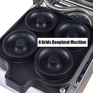 Donut Maker Machine 4 Pieces Electric Doughnut Baker Maker Machine 110V 1100W Commercial Use Nonstick, Temperature 122-572℉,Commercial Waffle for Restaurant and Home Use