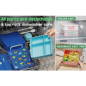 Fimibuke Kids Bento Lunch Box with 4 Compartments, Insulated lunch Bag, Stainless Steel Insulated Water Bottle, Ice Pack & Utensils, Birthday Gifts for Ages 3-12 Back to School Toddler Girls Boys