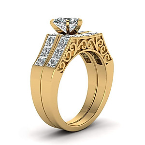 TWO RINGS His Hers Wedding Ring Sets Couples Rings Women's 10k Yellow Gold Filled White CZ Wedding Engagement Ring Bridal Sets & Men's Tungsten Carbide White Cz Wedding Band