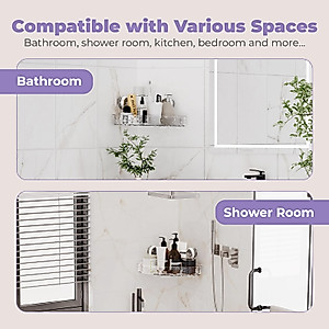 KATIKADDY Corner Shower Caddy Suction Cup Drill-Free Corner Shower Organizer Rack Shower Suction Shelf Removable Shower Corner Caddy for Bathroom Kitchen Living Room Plastic Stylish Clear