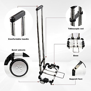 CNQLIS Folding Hand Truck,Portable Carrying Cart, Compact, Mini Lightweight for Travel/Auto/Moving/Office Use,12in.Hx9in.W Fits Most Backpacks- 55lbs Lightweight Hand Truck