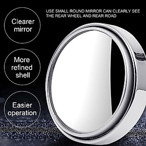 Yumfugu 2 PCS Car Reversing Auxiliary Blind Spot Mirror, 360° Rotating Push-type Hgh-definition Crystal Glass Rear View Small Round Mirror, Expand Vision Frameless Accessory, for Most Models (Black)
