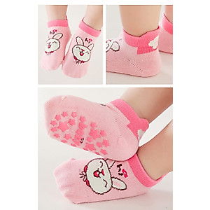 BEHELE Baby Non-skid Grip Socks Toddler Socks Anti Skid Slipper Ankle Socks for Girls Boys Infant Newborn 6 Pairs (as1, age, 1_year, 3_years)