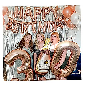 PartyHooman 30th Birthday Decorations for Women With 30th Birthday Sash and Rhinestone Tiara | 30th Birthday Balloons, 2 Pcs Foil Backdrops with 25 pre-assembled photoshoot props | Dirty 30 Birthday