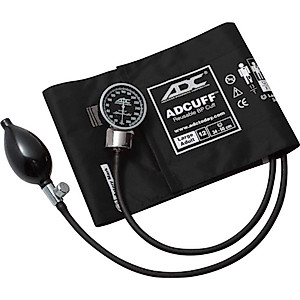 ADC 700-12XBK Diagnostix Model 700 Pocket Aneroid Sphygmomanometer with Adcuff Nylon Blood Pressure Cuff, Large Adult, Black