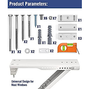 LuckIn Window Air Conditioner Support Bracket, Universal for 5,000-12,000 BTU AC Units, Up to 85lbs, Adjustable Extender Leg & Megnetic Spirit Level