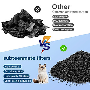 subteenmate Cat Water Fountain Filters 8 Packs Filters & 8 Sponges Foam Filters for Stainless Steel 108oz/3.2L & 67oz/2L
