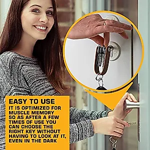 VOZNI Pro Key Organizer with Bluetooth Tag Key Finder Tracker Locator Premium Leather Key Holder Bottle Opener Dual Carabiner Loop Piece for Belt Car Keys Unique Tech Gifts for Men Women Dad New Year