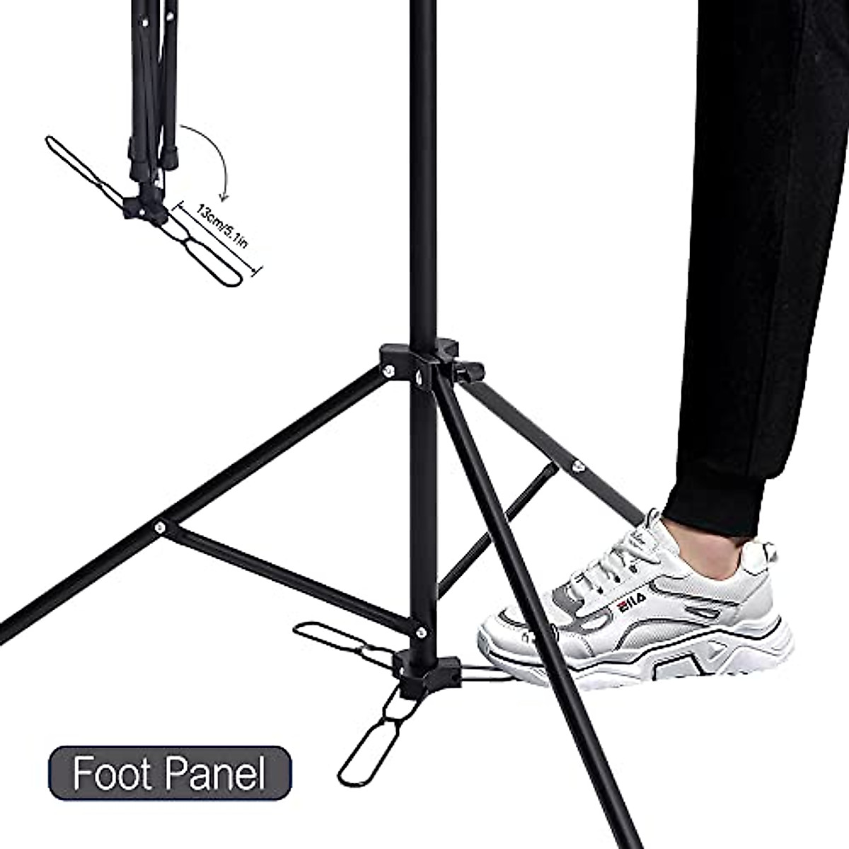 HYOUJIN Wig Head Stand Tripod Mannequin Head Stand Metal Adjustable Holder for Mannequin Head,Manikin Head,Training Head,Canvas Block Head with Wig Caps,T-Pins,Carry Bag (With Foot Panel)