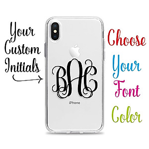 Case Charming Monogrammed Phone Case for iPhone 15 Pro Max 14 13 mini 12 11 Xs Xr X 10s 10r 10 8 Plus 7 Se Personalized Custom Initials Clear Transparent Cover