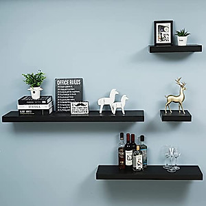 WELLAND 48 inch Black Miassion Floating Shelves for Wall, Bathroom Wall Mount Shelves, Wood Modern Display Shelves, Book Shelves,for Bedroom,Living Room and Kitchen
