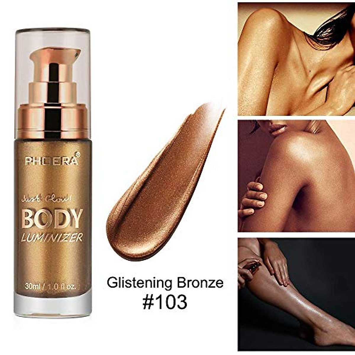 Ascoka Liquid Highlighter Body Shimmer, Waterproof, Bronze, 103